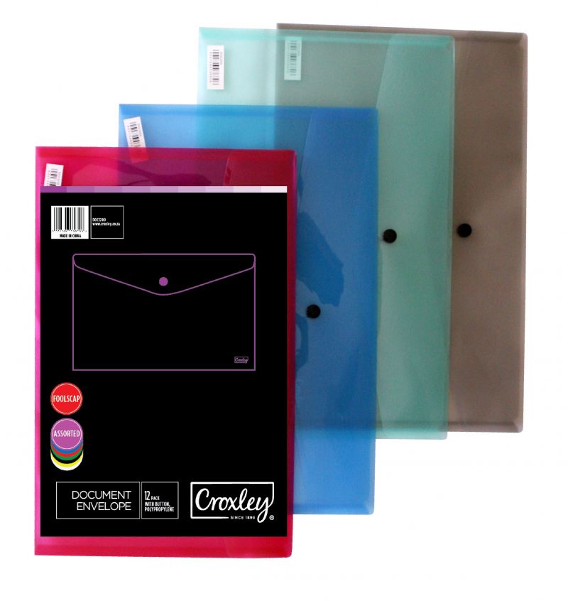 CROXLEY Foolscap Envelope (Assorted Colours) (Packet of 12) | Croxley SA