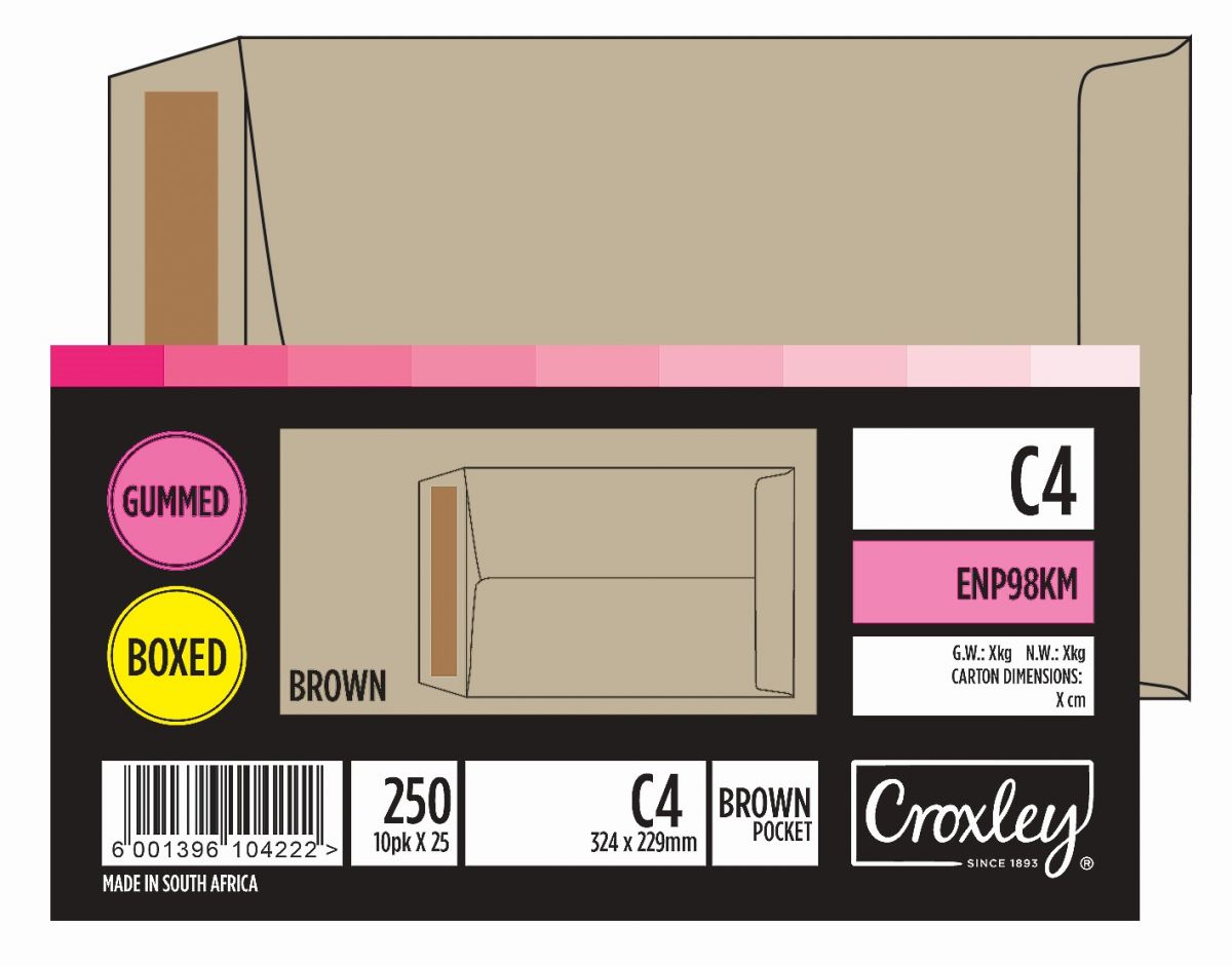 CROXLEY JD98KM C4 Brown Gummed Envelopes - Unbanded | Croxley SA