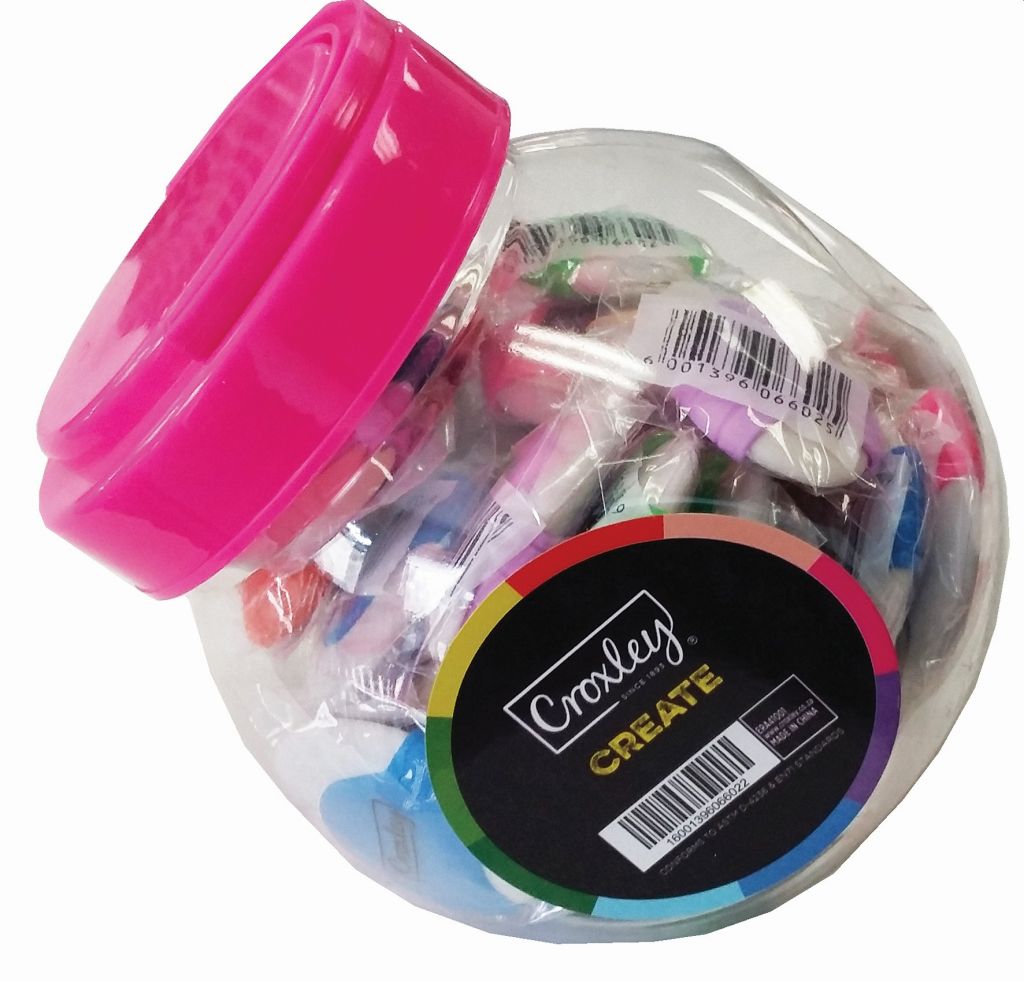 CROXLEY CREATE Ergo Grip Erasers in a jar of 50 | Croxley SA
