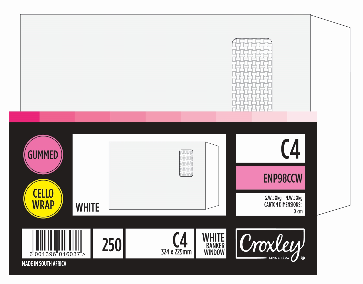 CROXLEY JD98CCW C4 White Window Envelopes - Unbanded | Croxley SA