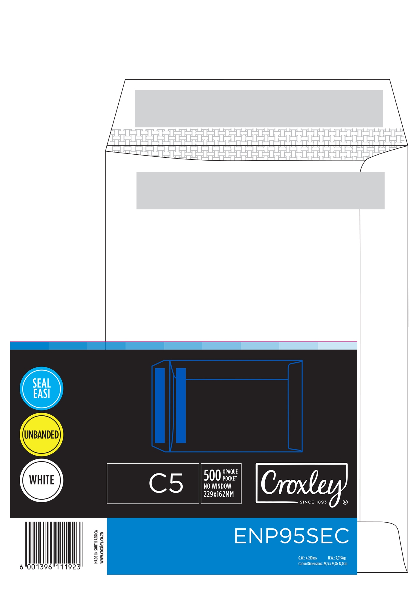 CROXLEY JD95SEC C5 White Seal Easi Envelopes - Unbanded | Croxley SA