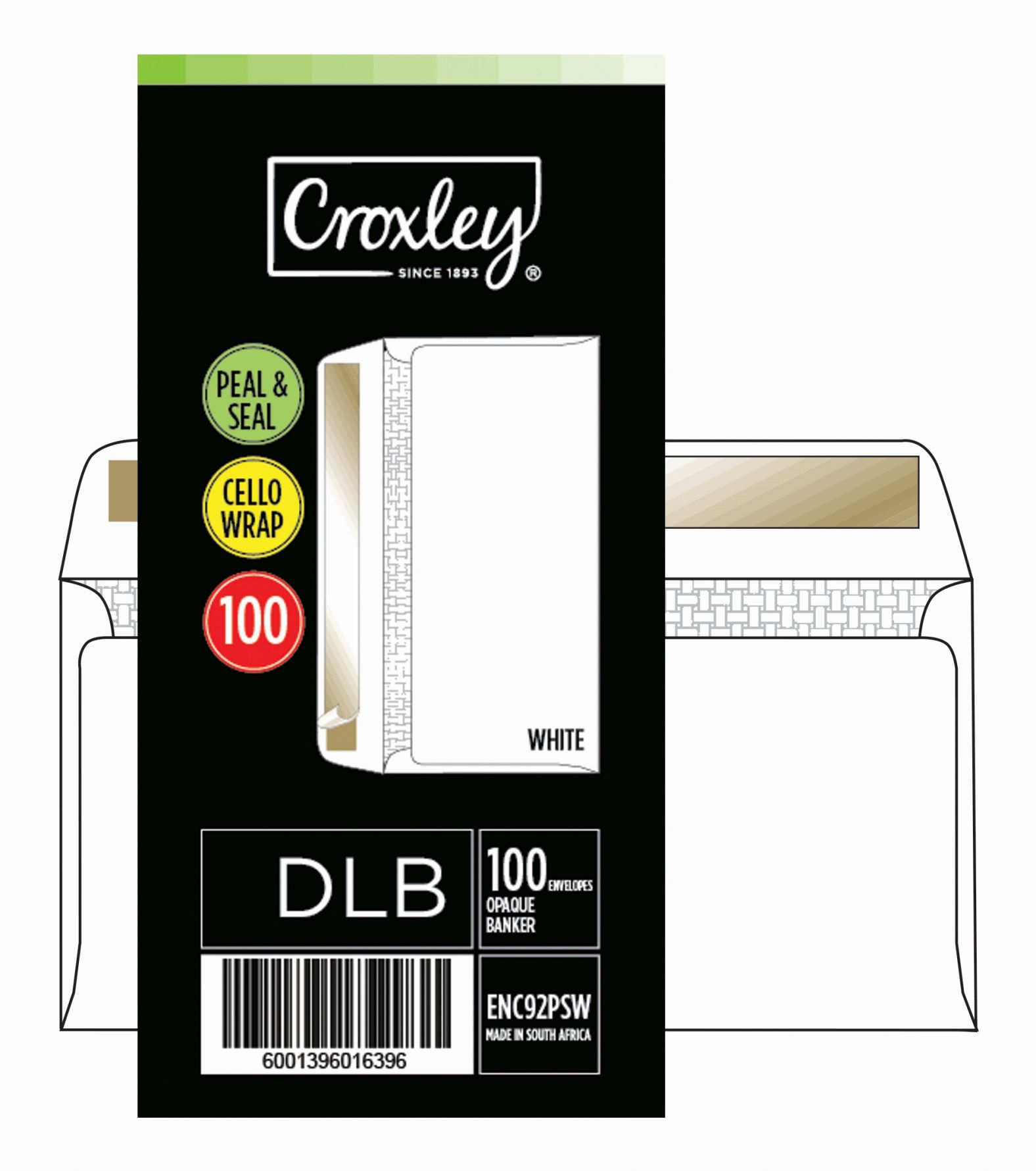 CROXLEY JD92PSWC DLB (Banker) White Peel & Seal Envelopes - | Croxley SA