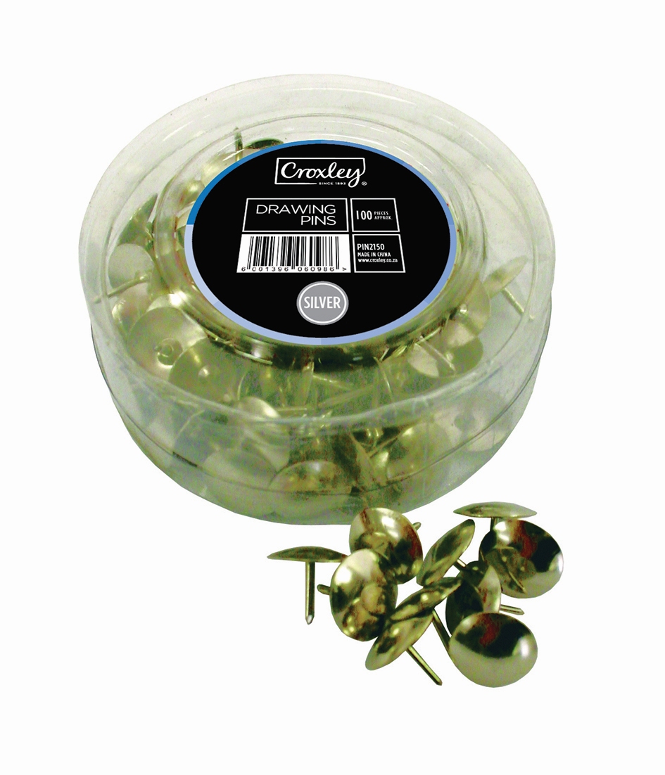 CROXLEY 11mm Drawing Pins (Silver) (Tub of 100 Pins) | Croxley SA