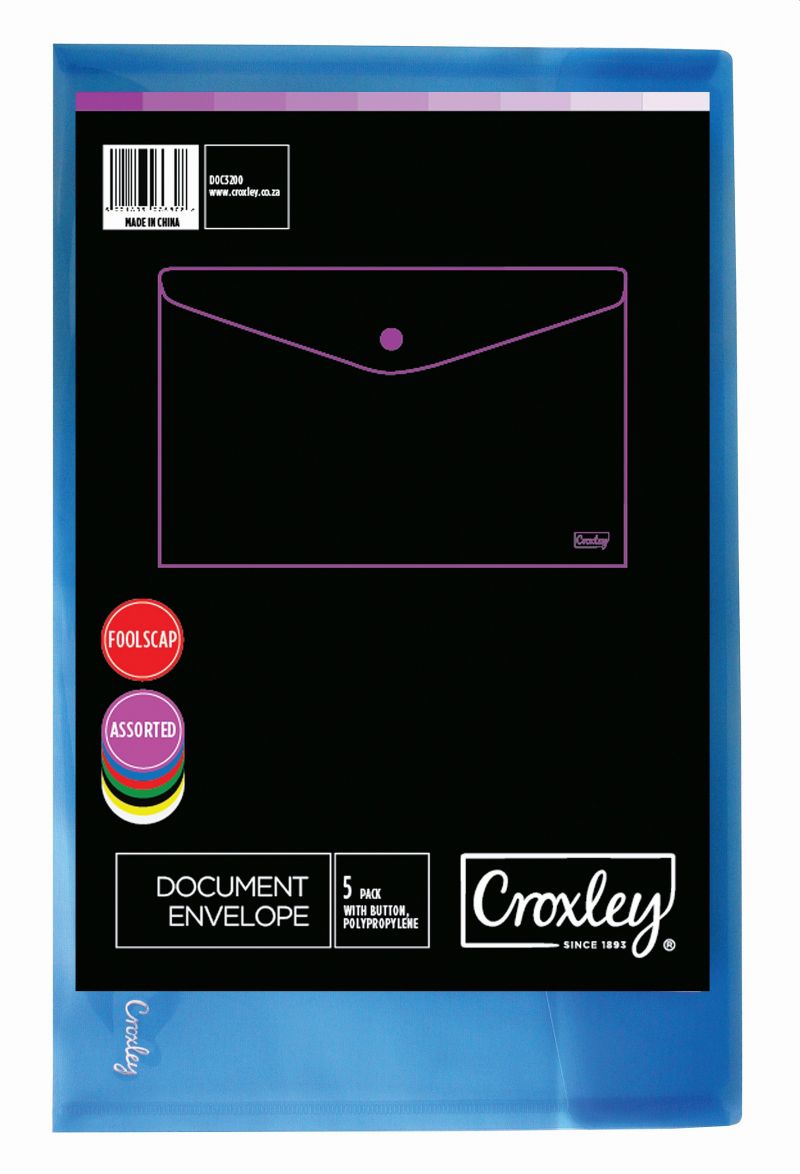 CROXLEY Foolscap Envelope (Assorted Colours) (Packet of 5) | Croxley SA