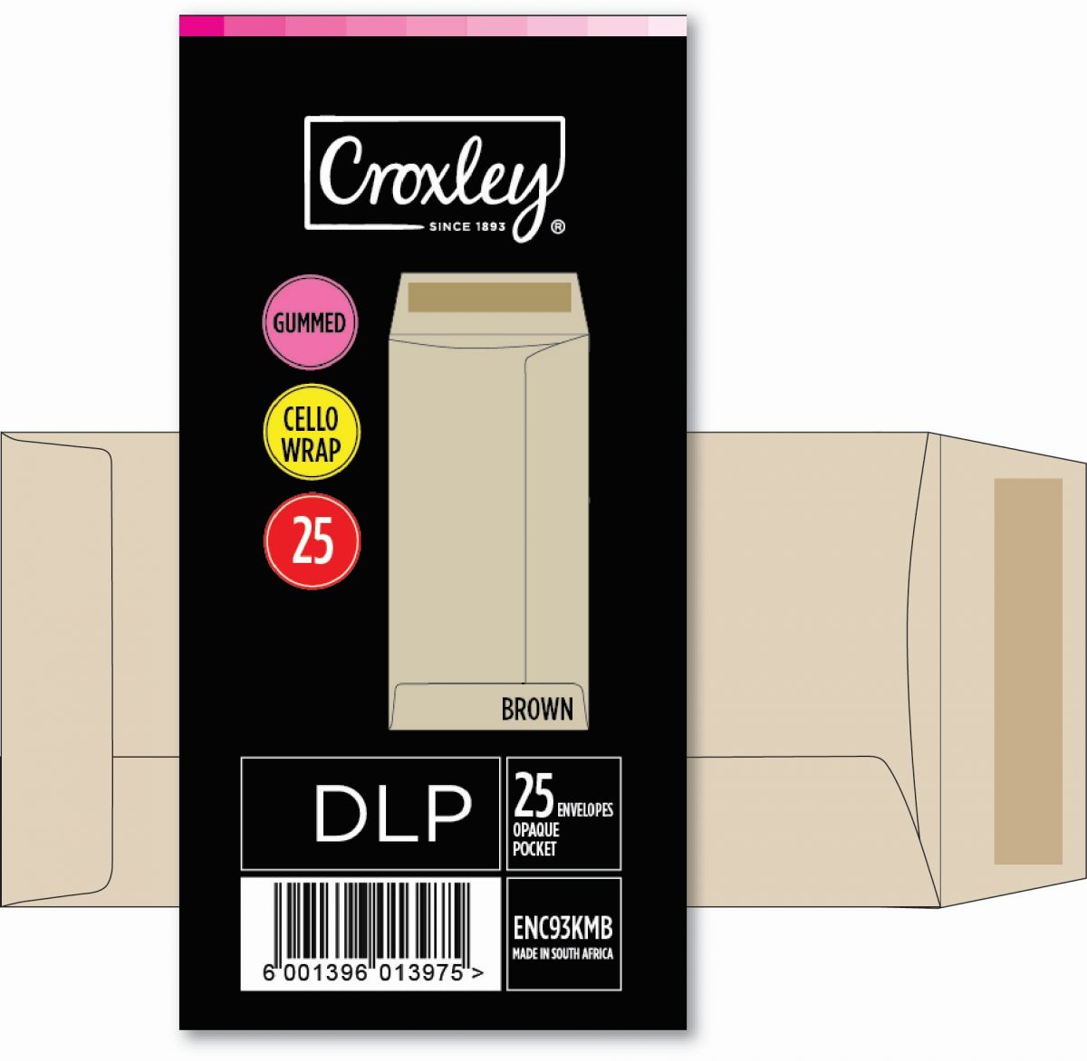 CROXLEY JD93KMBC DLP (Pocket) Brown Gummed Envelopes - Cello | Croxley SA