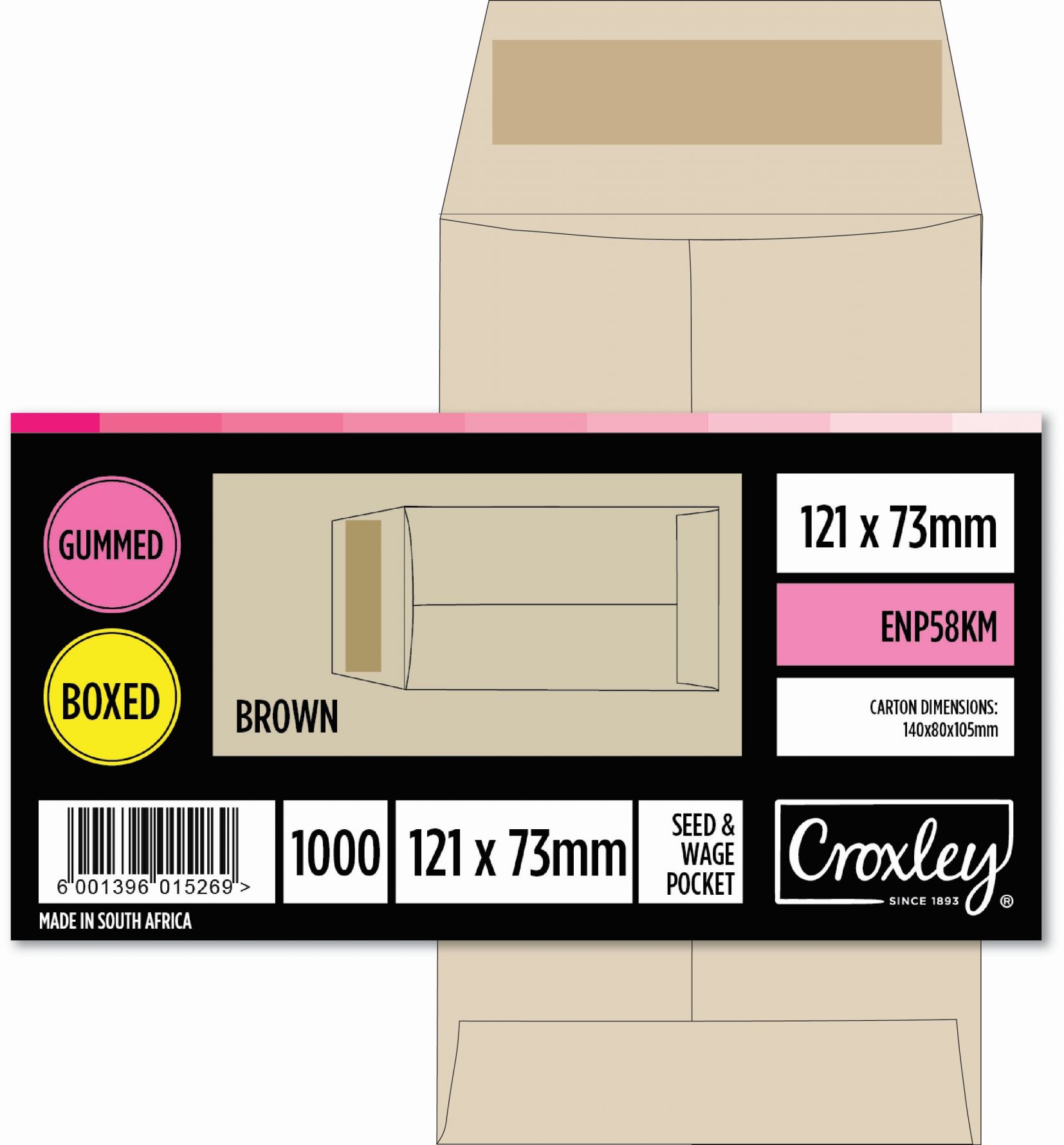 CROXLEY JD58KM Seed And Wage Pockets Brown - No.58 - 121x73 | Croxley SA