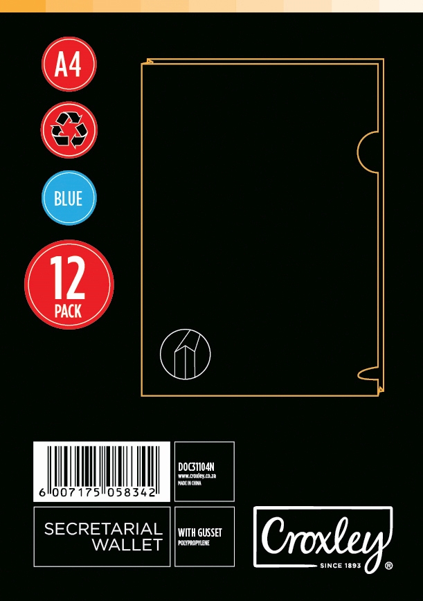 CROXLEY Document Wallet with Gusset - A4 (Blue) | Croxley SA