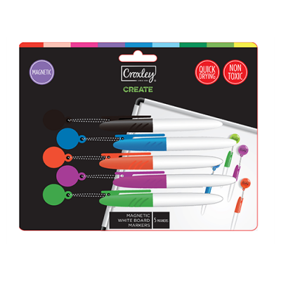 CROXLEY Magnetic Chain White Board Marker 5 piece Blister Ca | Croxley SA
